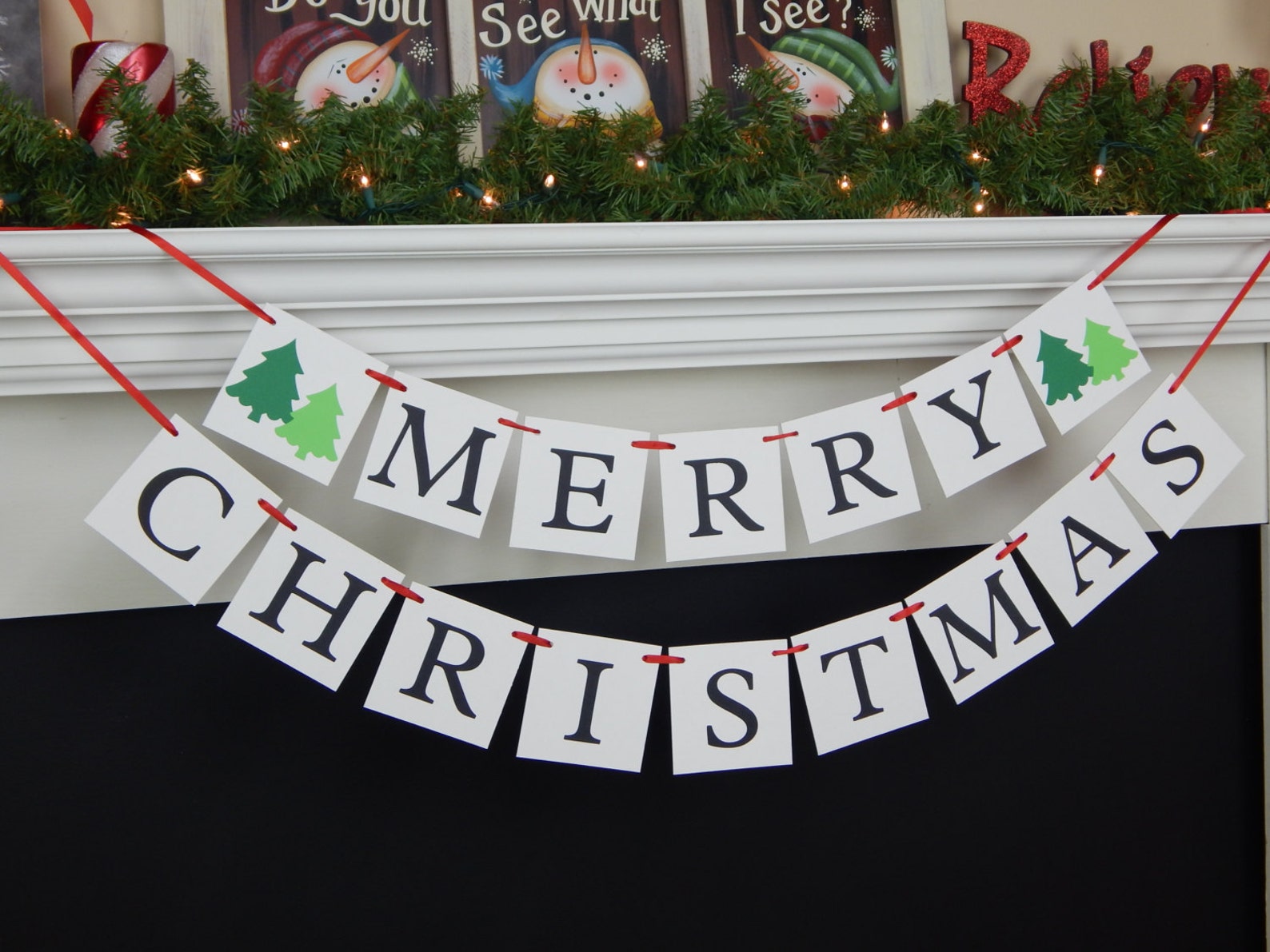 Merry Christmas Banner Christmas Decorations Holiday Decor - Etsy