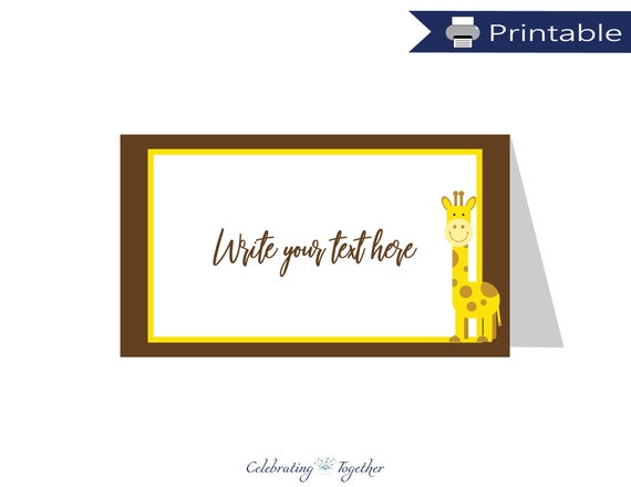 PRINTABLE giraffe food labels, digital download zoo animal baby shower ...