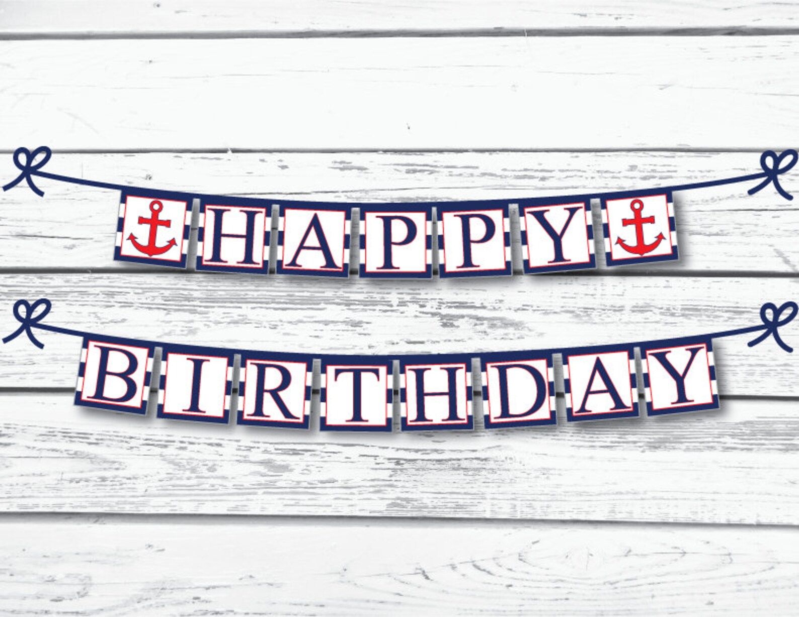 Printable Nautical Birthday Banner Instant Download Happy | Etsy