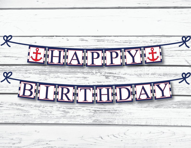 Printable Nautical Birthday Banner Instant Download Happy - Etsy