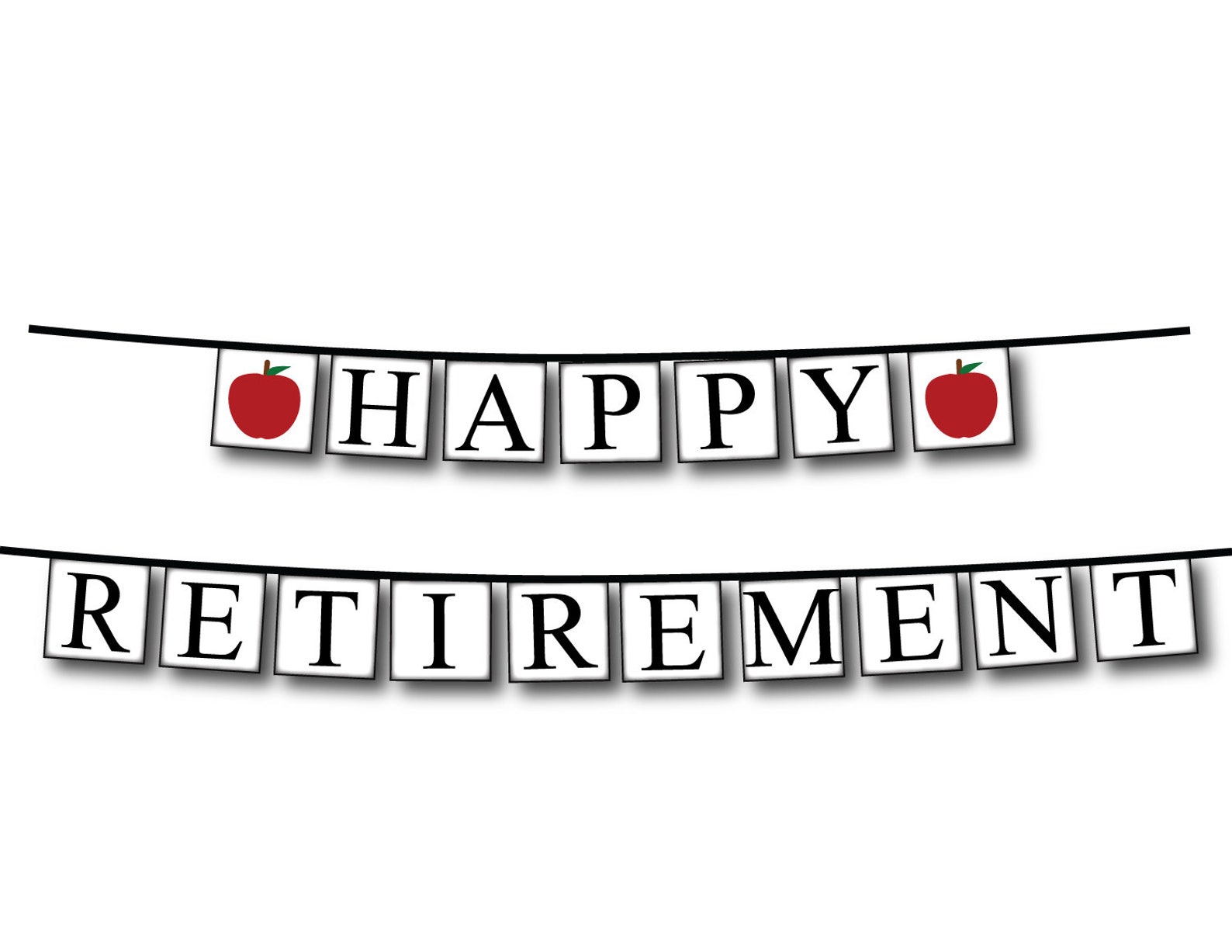 Printable Happy Retirement Banner, Red Apple School Teacher Retirement ...