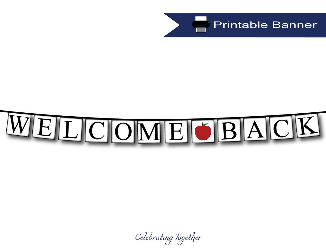 Printable Welcome Back Banner, Red Apple School Teacher Banner, Back to ...