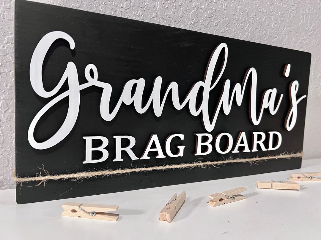 3D Grandma's Brag Board Sign, Wood Signs for Grandparents, Rustic Home ...