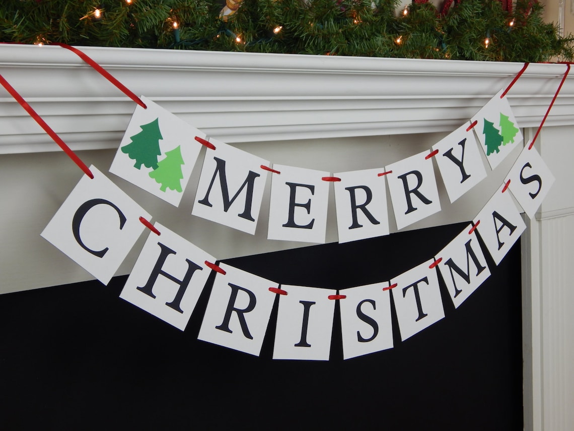 Merry Christmas Banner Christmas Decorations Holiday Decor - Etsy