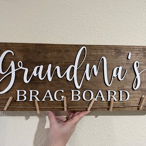 3D Grandma's Brag Board Sign, Wood Signs for Grandparents, Rustic Home ...