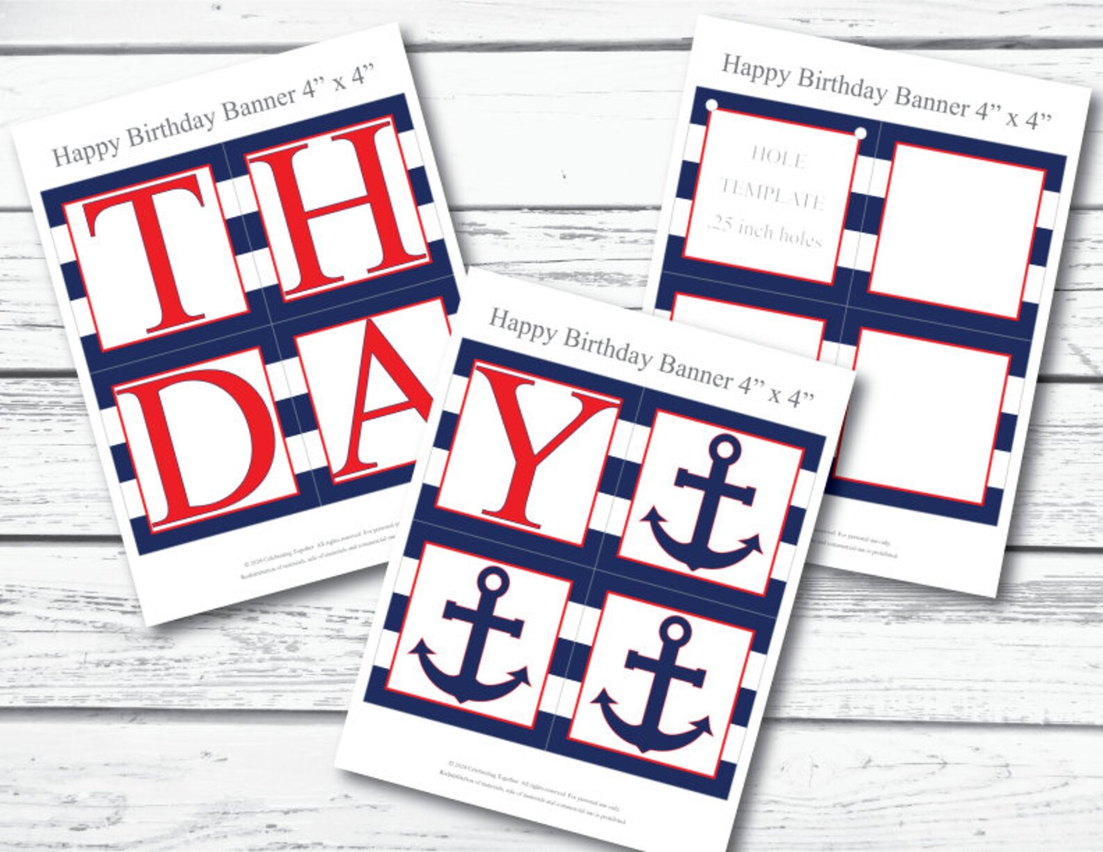 PRINTABLE Happy Birthday Banner Instant Download Nautical - Etsy