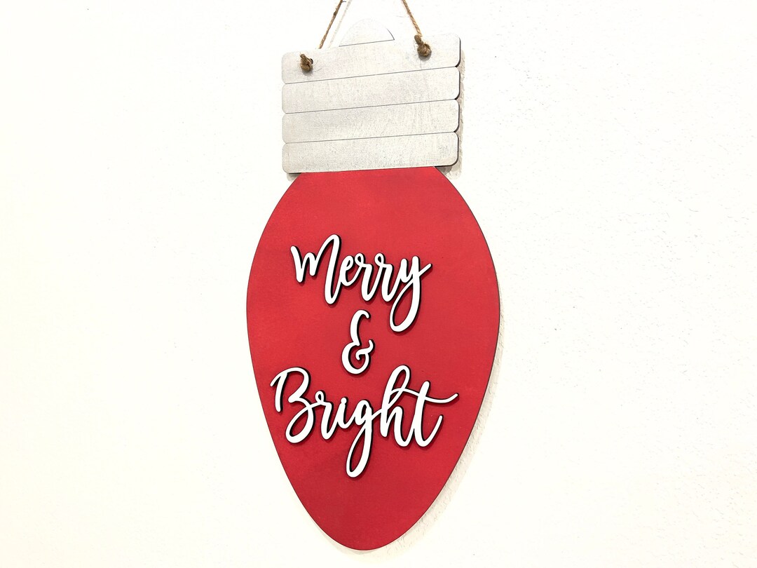 Merry & Bright Sign C9 Lightbulb Holiday Decor Country - Etsy
