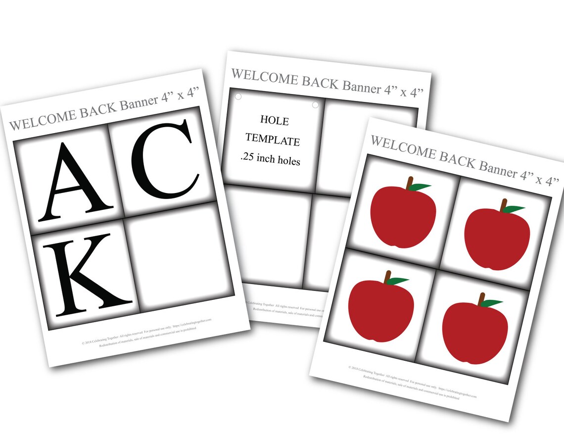 Printable Welcome Back Banner Red Apple School Teacher | Etsy