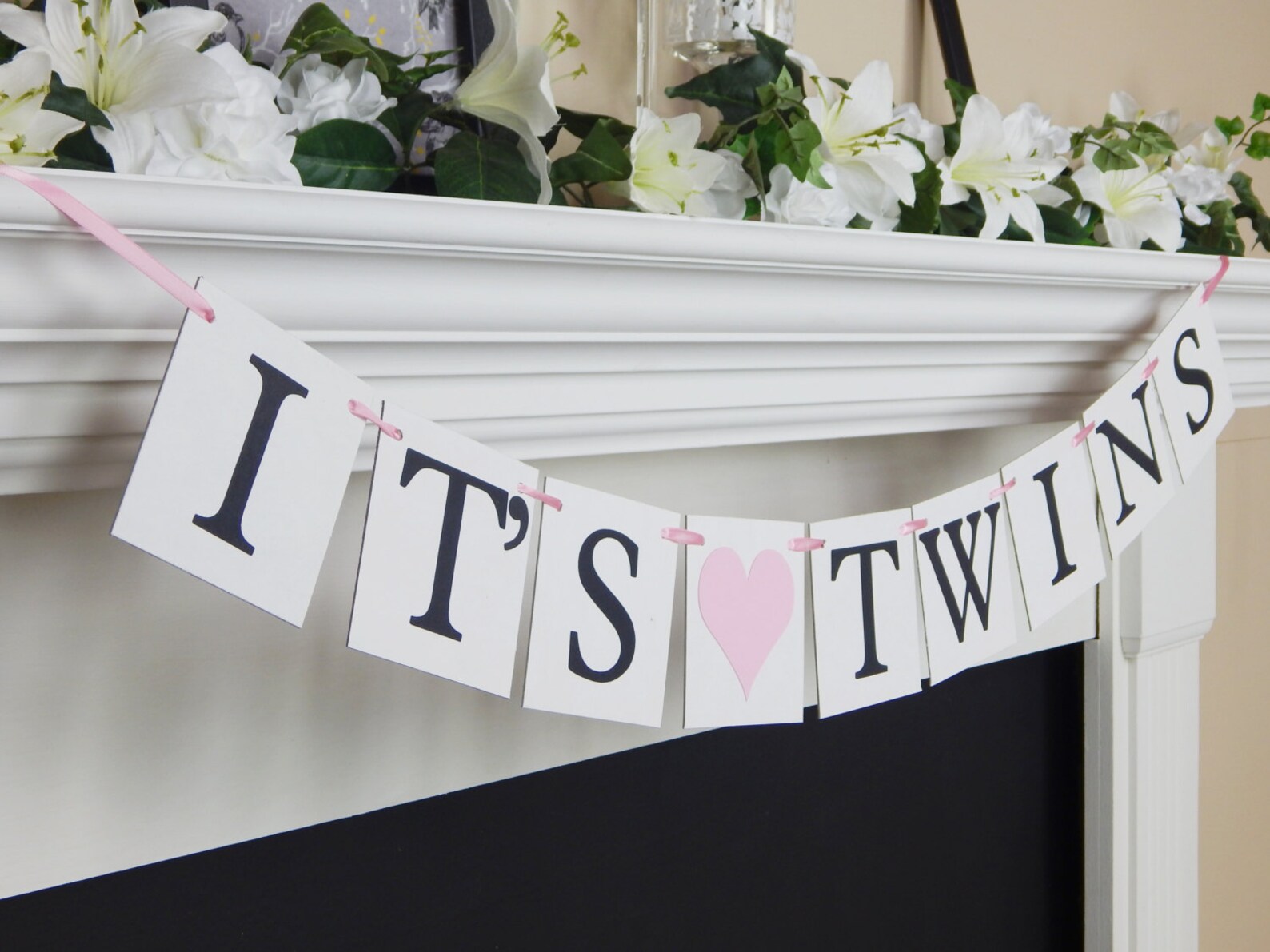 Its Twins Banner, Twice Blessed, Gender Reveal Party, Baby Shower ...