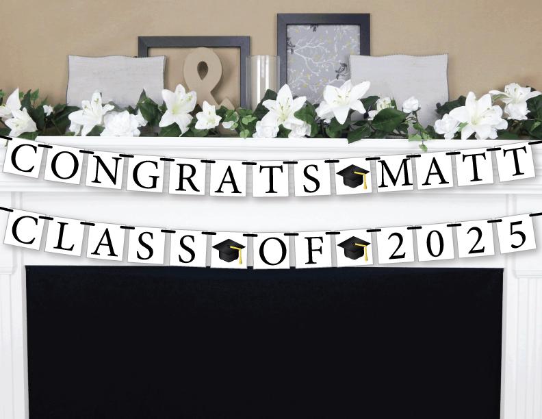 Congratulations Banner With Custom Name, Personalized Congrats Grad ...