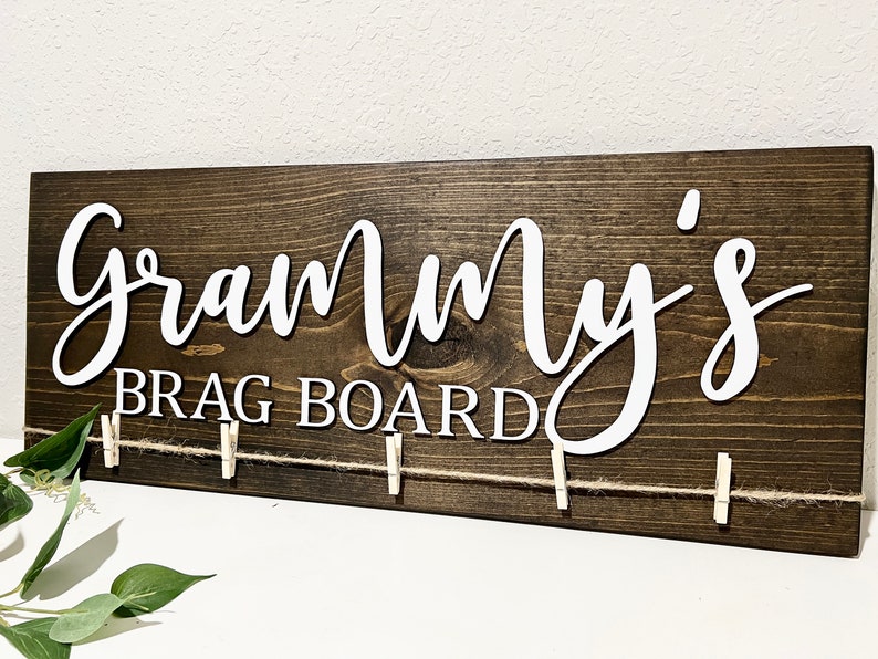 Grammy's Brag Board Sign, Wood Sign for Grandparents, Rustic Home Decor ...