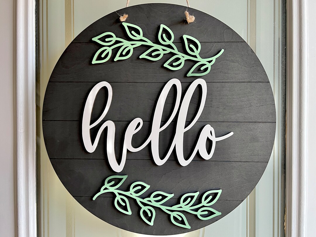 Hello Sign, Welcome Sign, Front Door Hanger Decorations, Home Decor ...