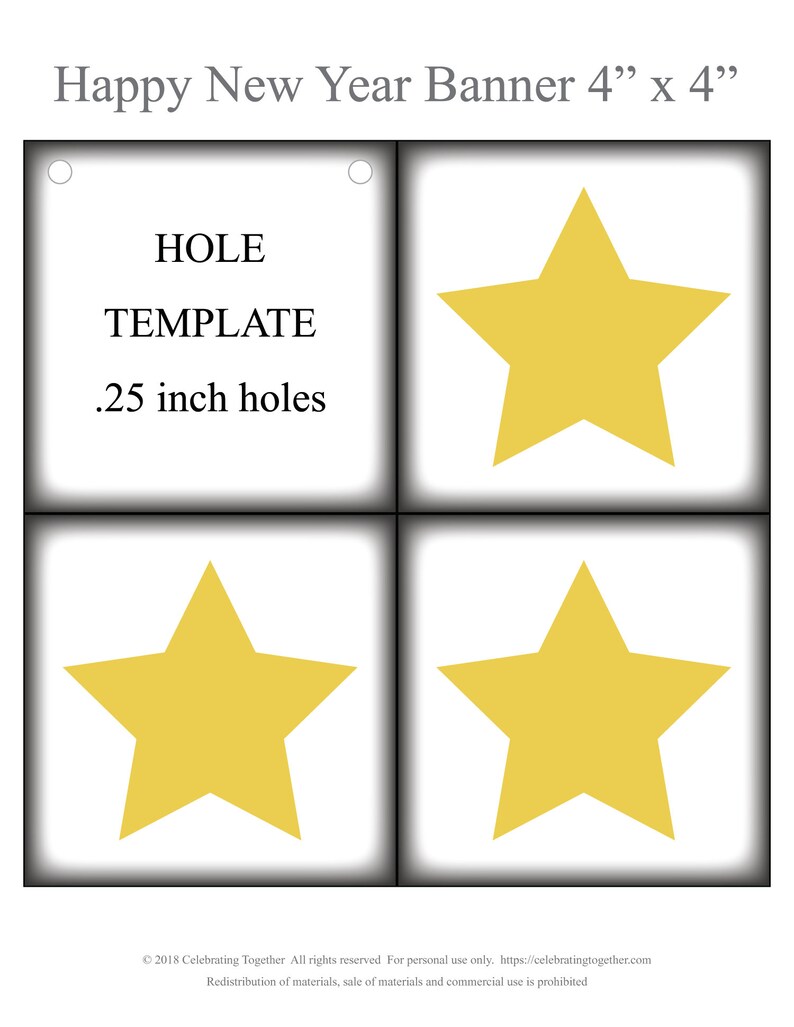 PRINTABLE Happy New Year banner with gold stars instant | Etsy