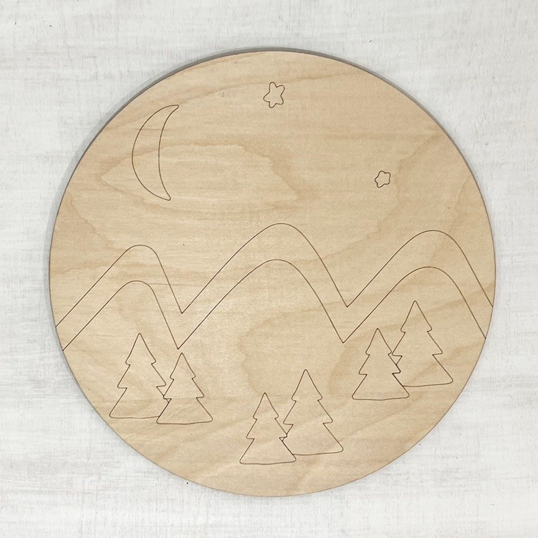 Night Sky Mountain Range Sign Kit, DIY Winter Crafts, Evergreen Tree ...