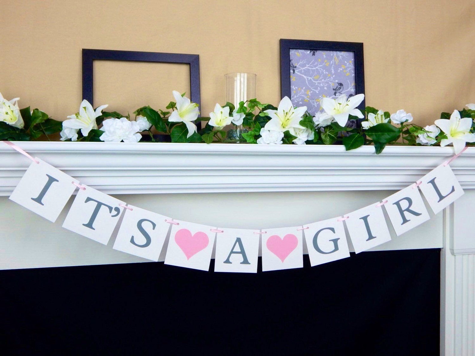 Its a Girl Banner Gray and Pink Baby Shower Decorations Girl - Etsy