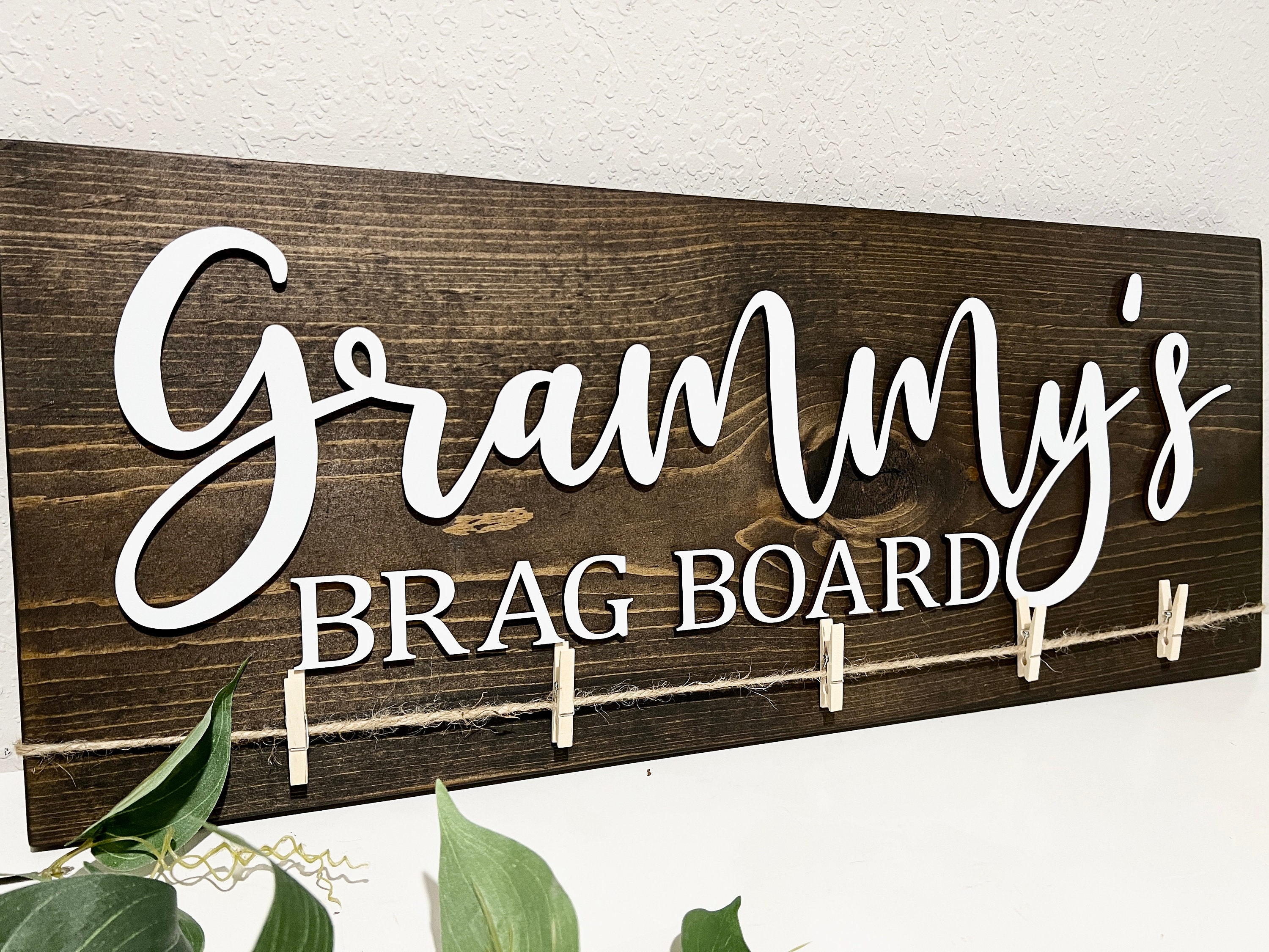 Grammy's Brag Board Sign, Wood Sign for Grandparents, Rustic Home Decor ...