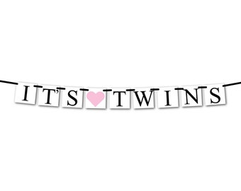 Its Twins Banner Twice Blessed Gender Reveal Party Baby | Etsy