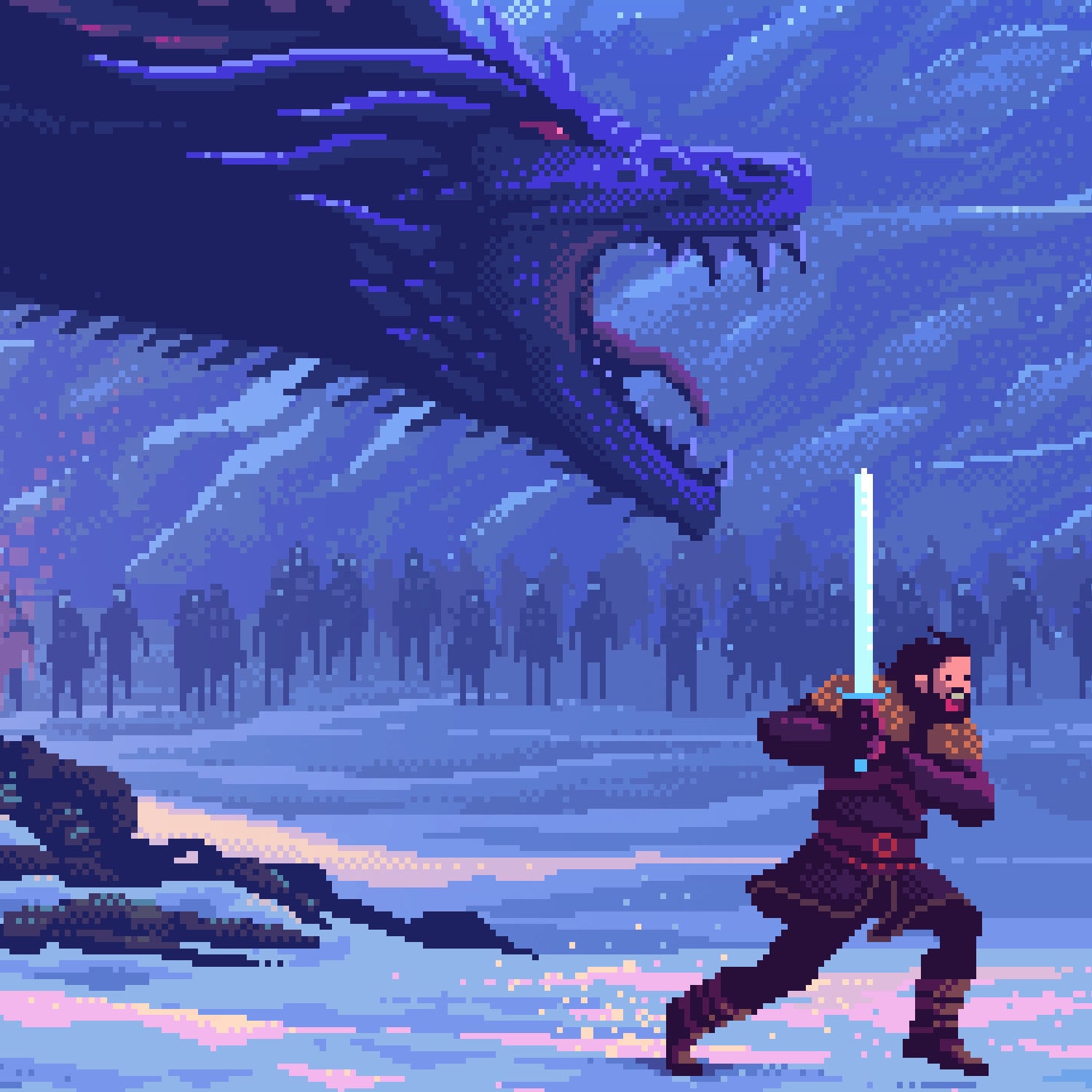 Pixel Art Jon Snow Print | Etsy