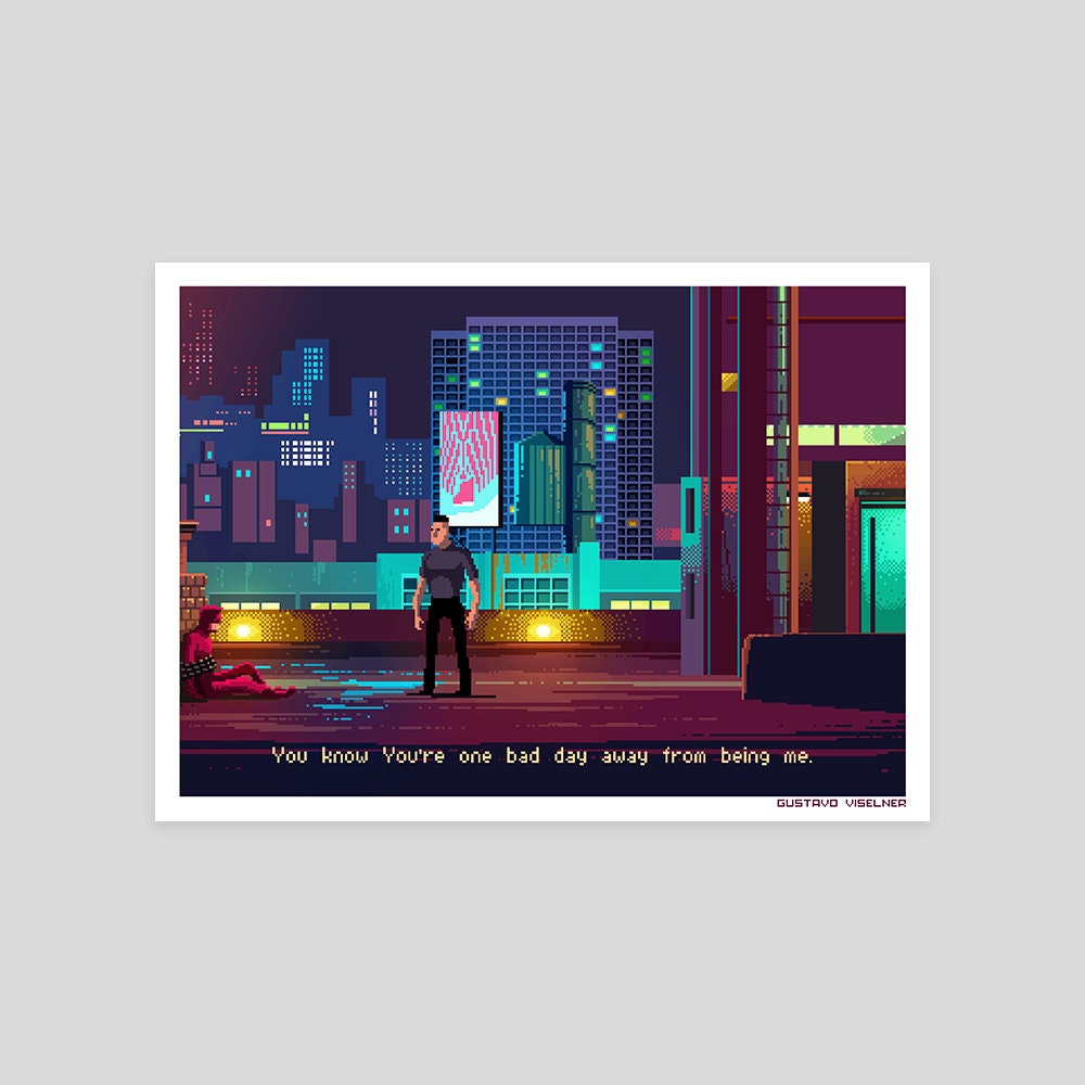 Daredevil Pixel Art Small Print - Etsy