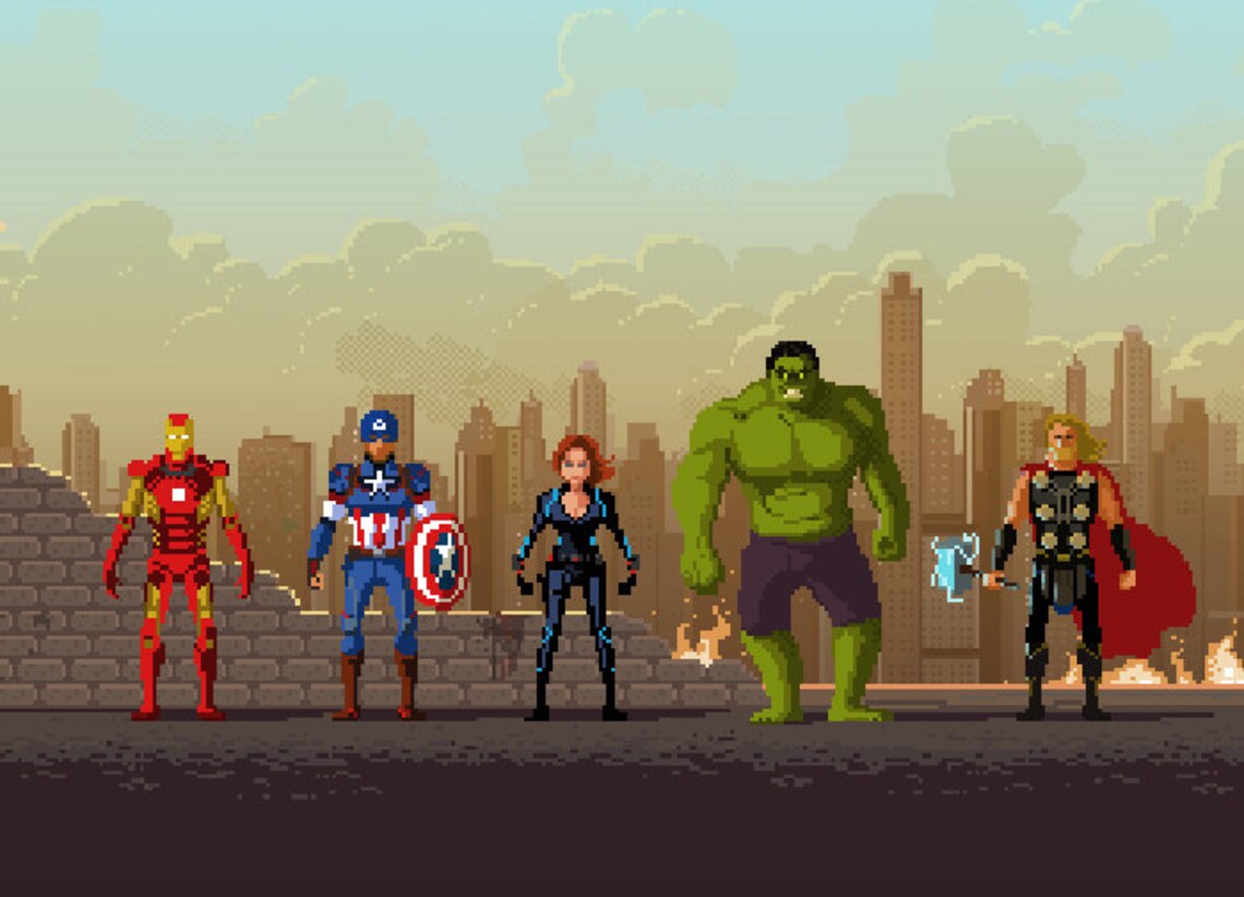 Avengers Pixel Art Small Print - Etsy