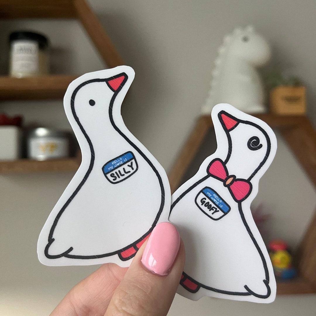 Silly Goose & Goofy Goose Stickers set of 2 Name Tag Customizable ...