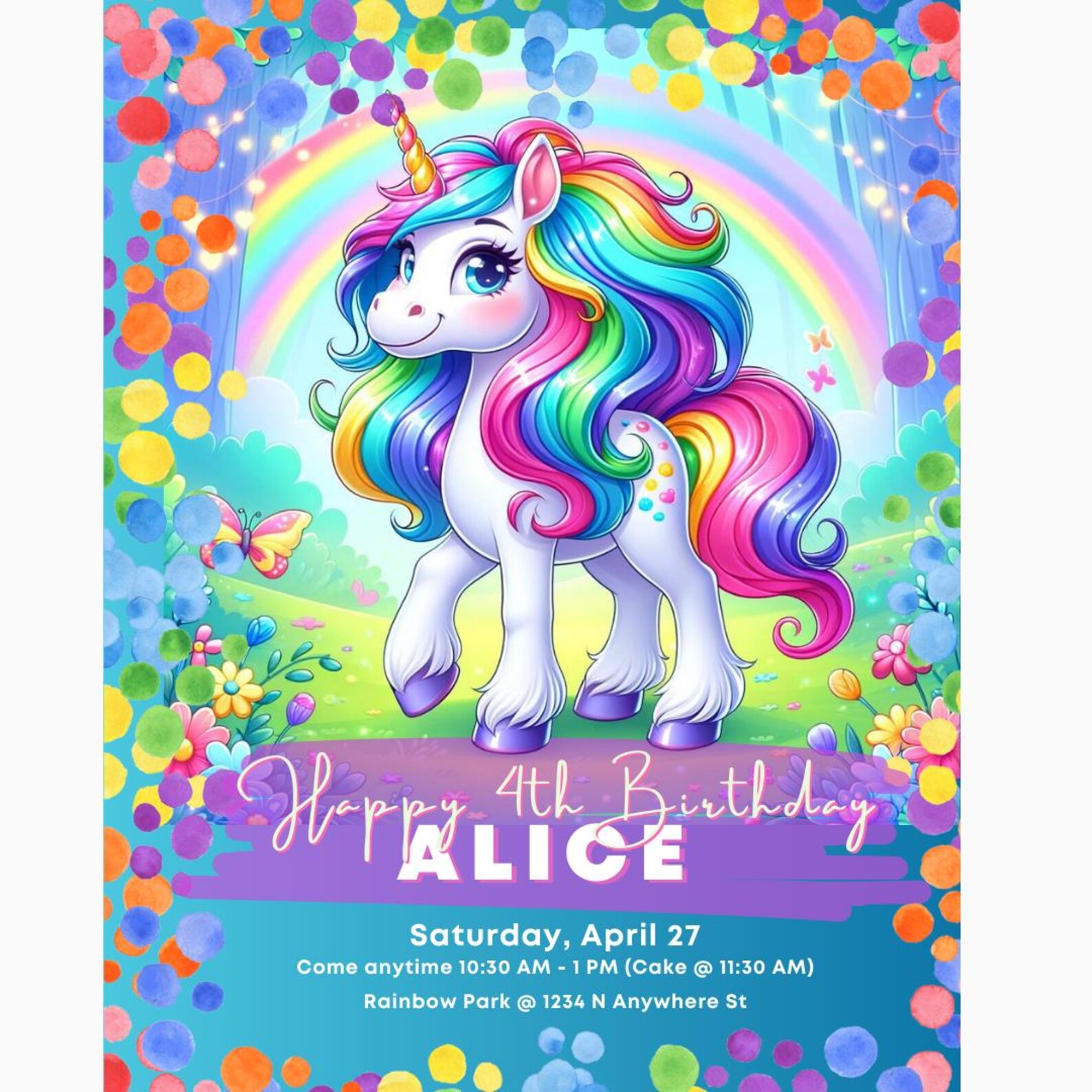 Editable Rainbow Unicorn Birthday Invitation, Digital & Printable ...