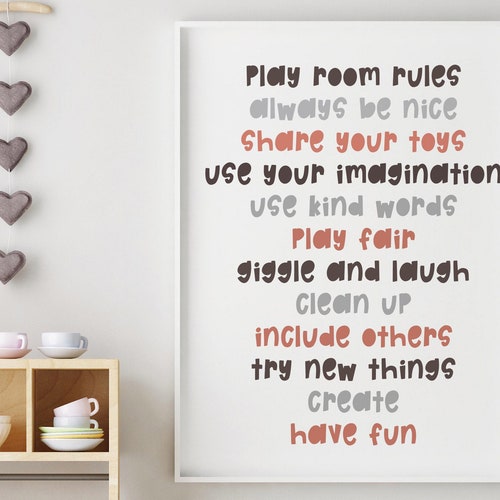 Kids Playroom Printable Art Playroom Rules Toy Room Prints - Etsy