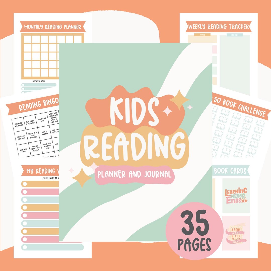 Kids Reading Planner & Journal Printable | 24-page Reading Log, Tracker ...