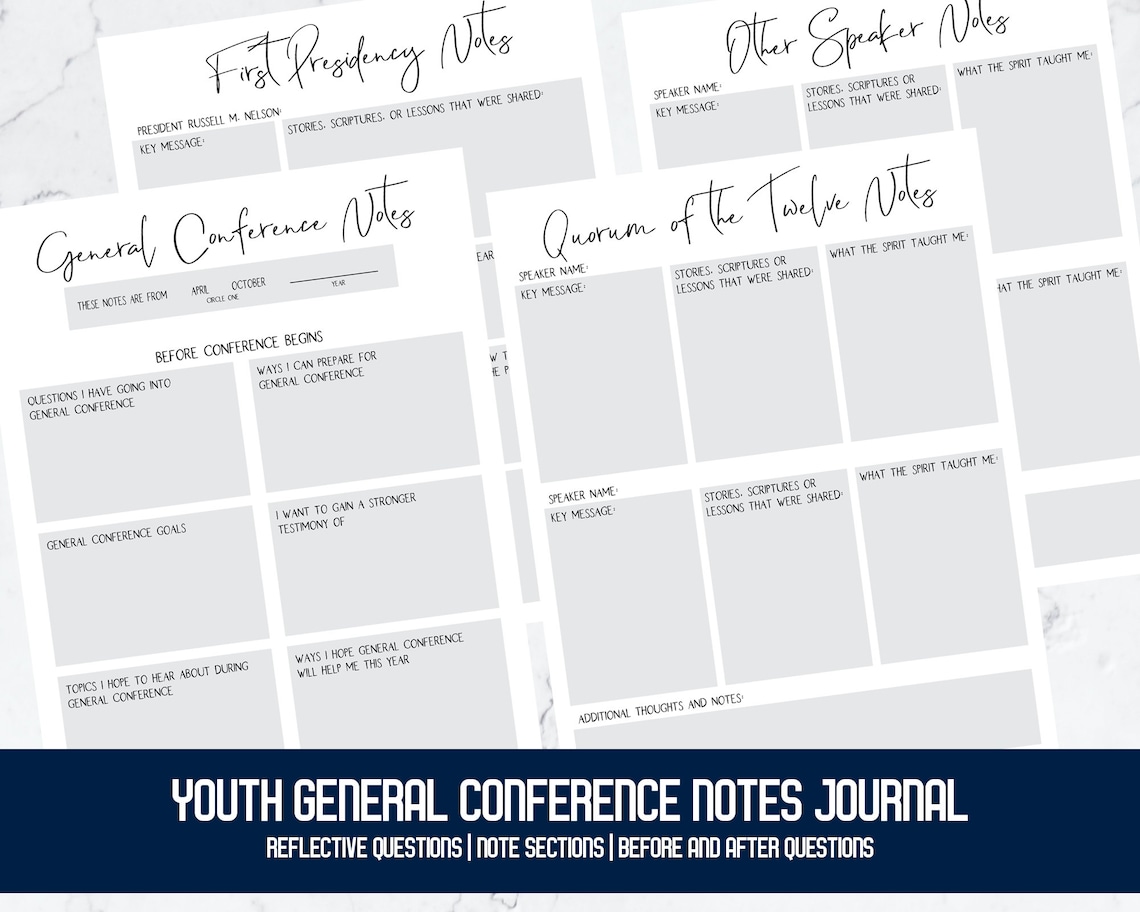 General Conference Notes Journal • Youth General Conference Printable ...