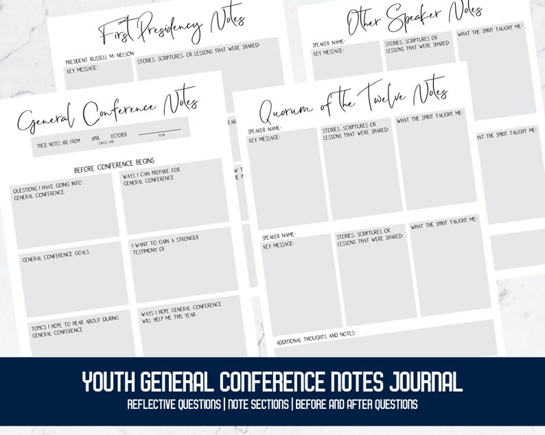 General Conference Notes Journal • Youth General Conference Printable ...