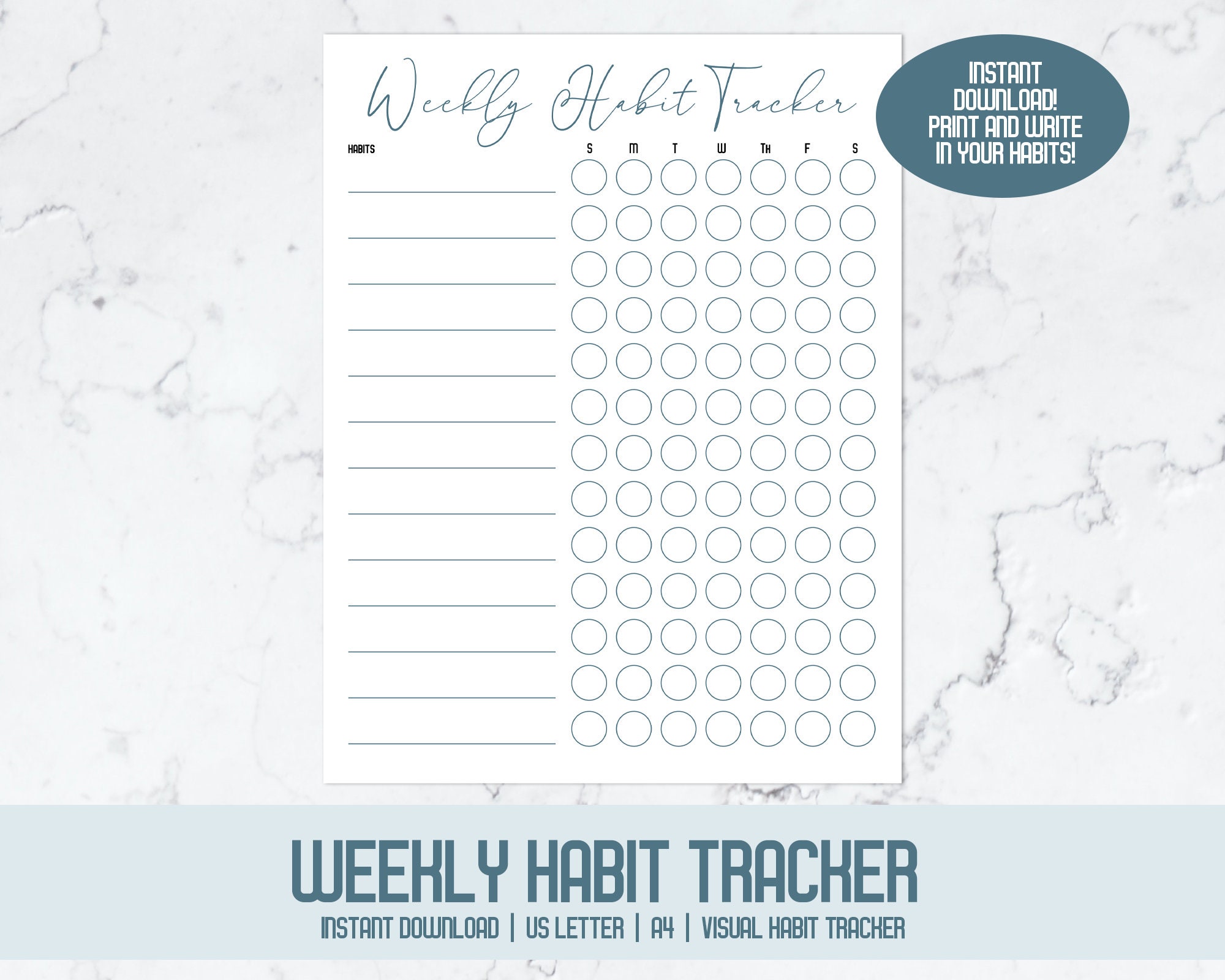 Weekly Habit Tracker Printable | Weekly Habit Tracker Journal ...