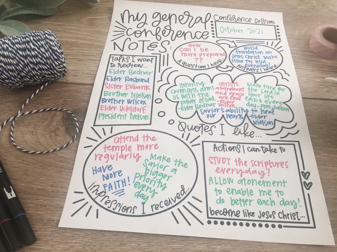 General Conference Note Page • Youth General Conference Printable • Fun ...