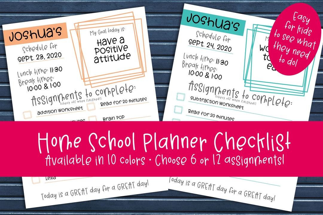 Homeschool Planner Checklist for Online Learning or Home Learning - Etsy