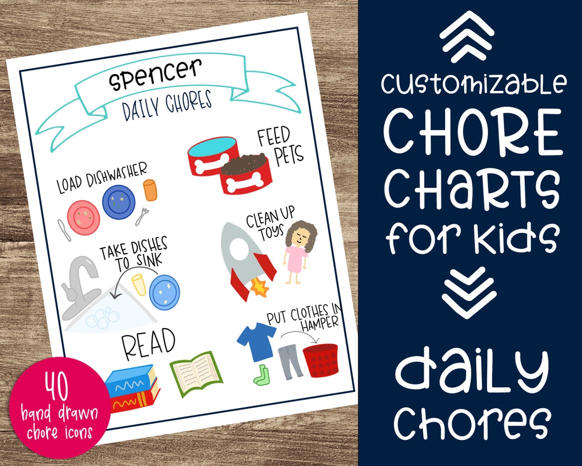 DIY Daily Chore Chart Printable for Custom Chore Charts for Kids Chore ...