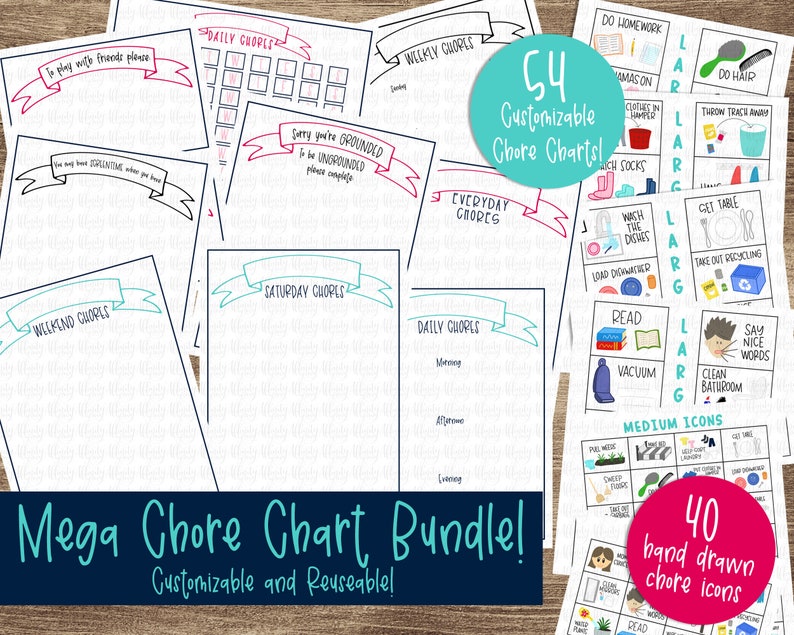 Mega Bundle Chore Chart Printable for Kids! Includes Picture Chores and ...