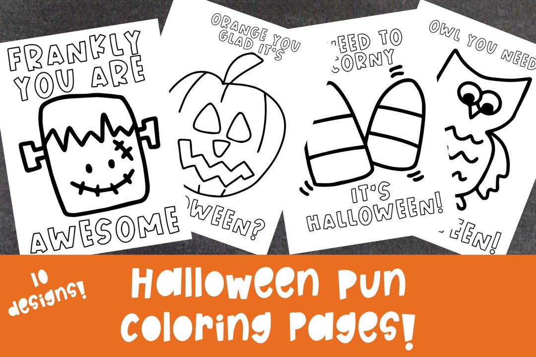 Halloween Coloring Pages With Halloween Puns | Fun Halloween Classroom ...