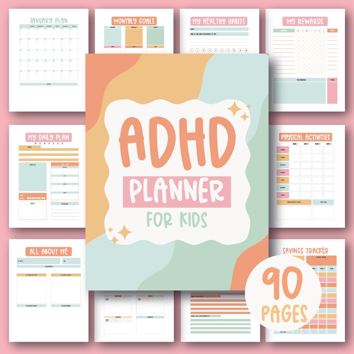 ADHD Planner for Kids | Printable Daily Planner Kids ADHD | Focus and ...