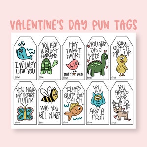 Cute Valentine's Day Animal Pun Tags Valentine Tags for Friends Cute ...