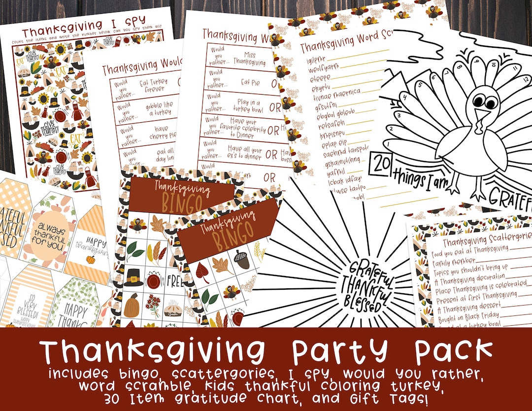 Thanksgiving Party Pack! Includes Thanksgiving I Spy, Bingo ...
