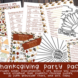 Thanksgiving Party Pack! Includes Thanksgiving I Spy, Bingo ...