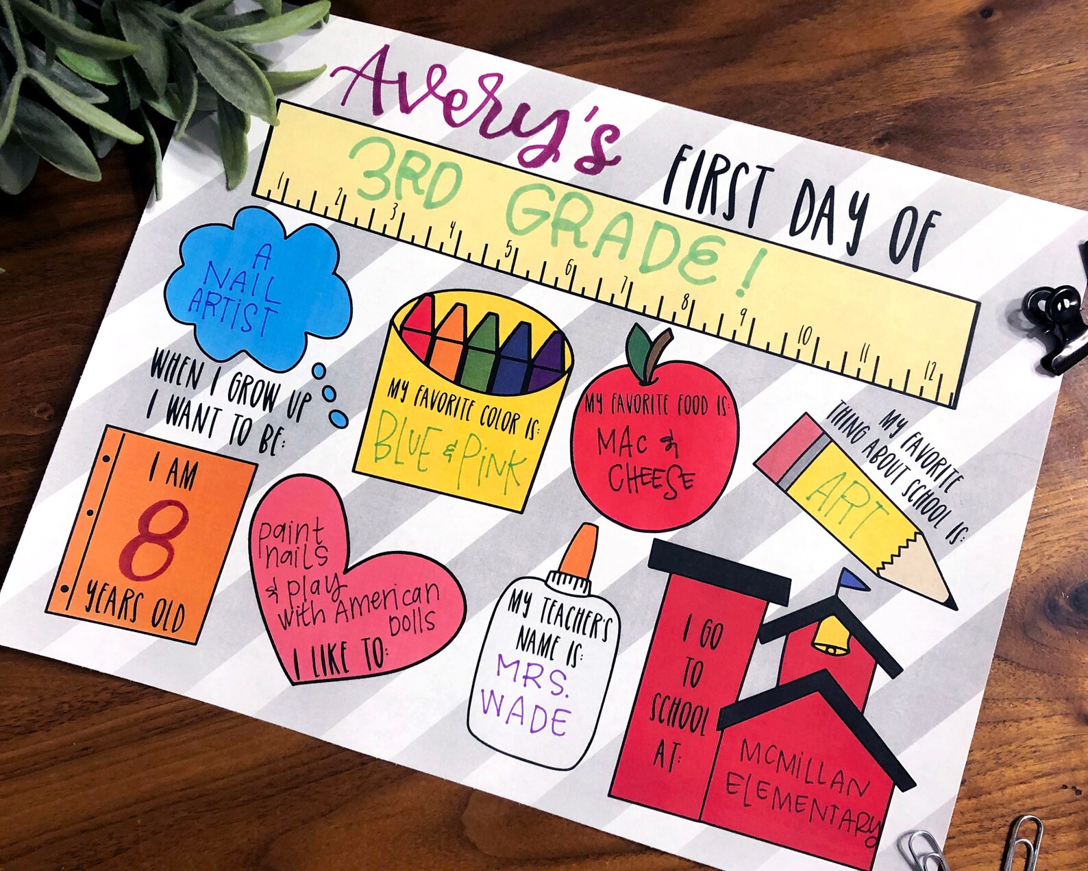 First Day of School Sign With Journaling Back to School - Etsy