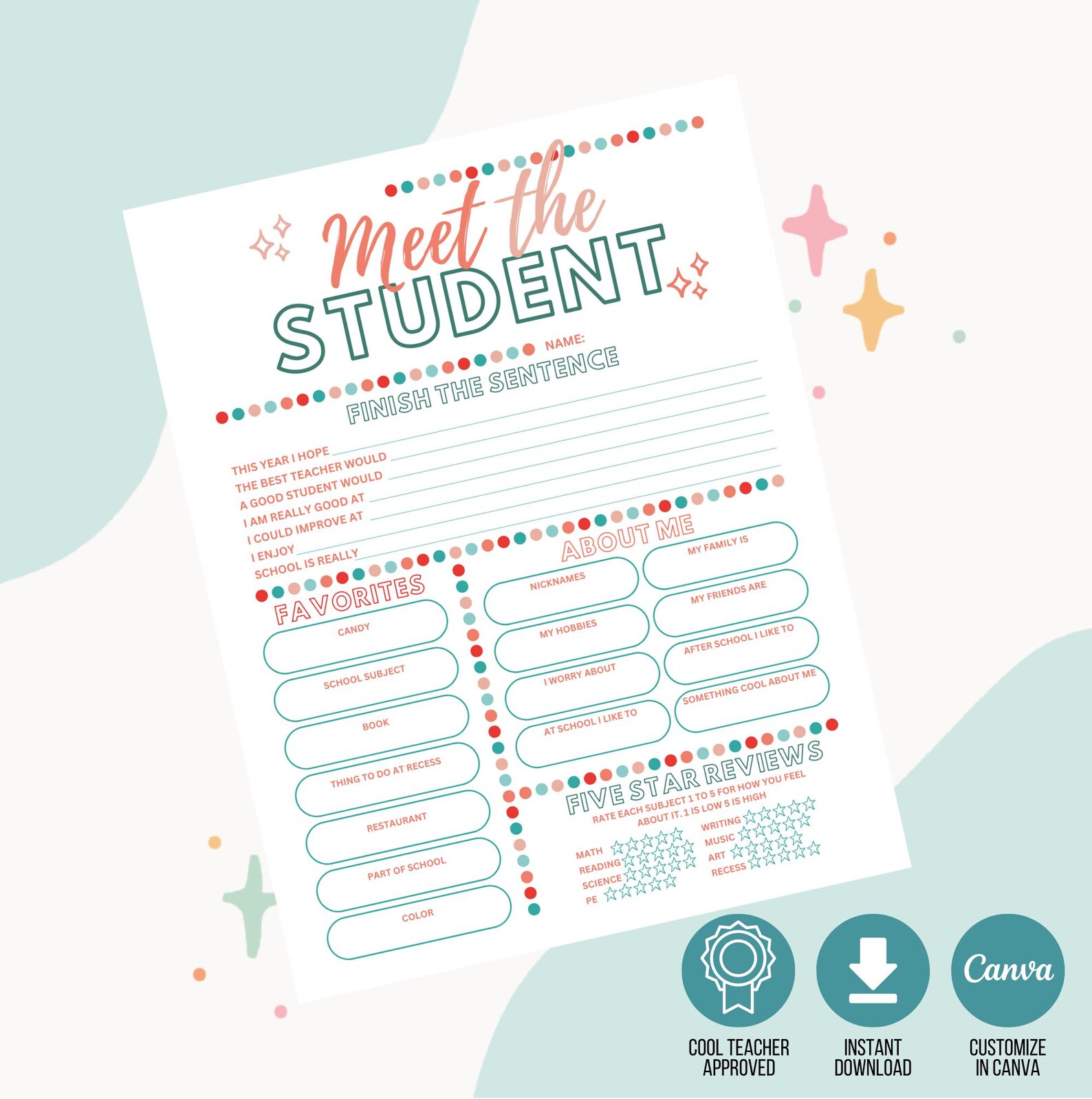 Student Survey | Student Questionnaire Printable | All About Students ...