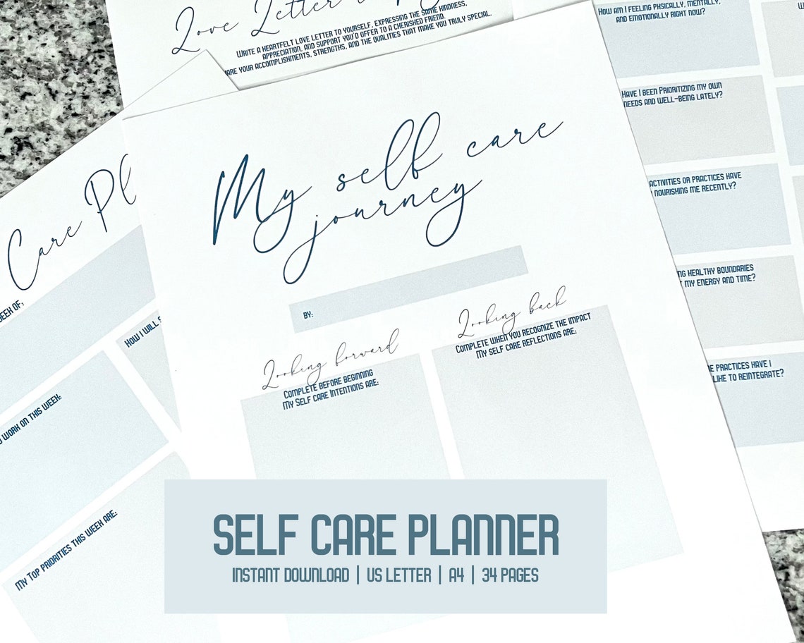 Self Care Planner Printable Self Care Check Lists and Goal Settings ...