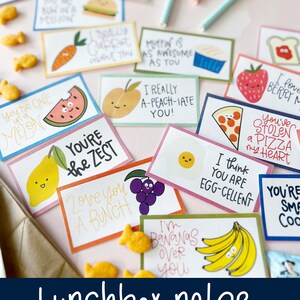 20 Fun Food Pun Lunch Box Notes Cute Lunch Notes for Kids, Slip Into ...