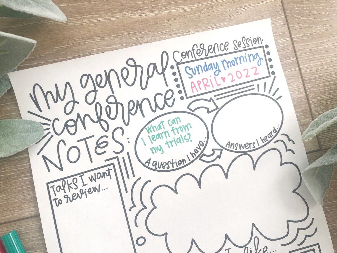 General Conference Note Page • Youth General Conference Printable • Fun ...