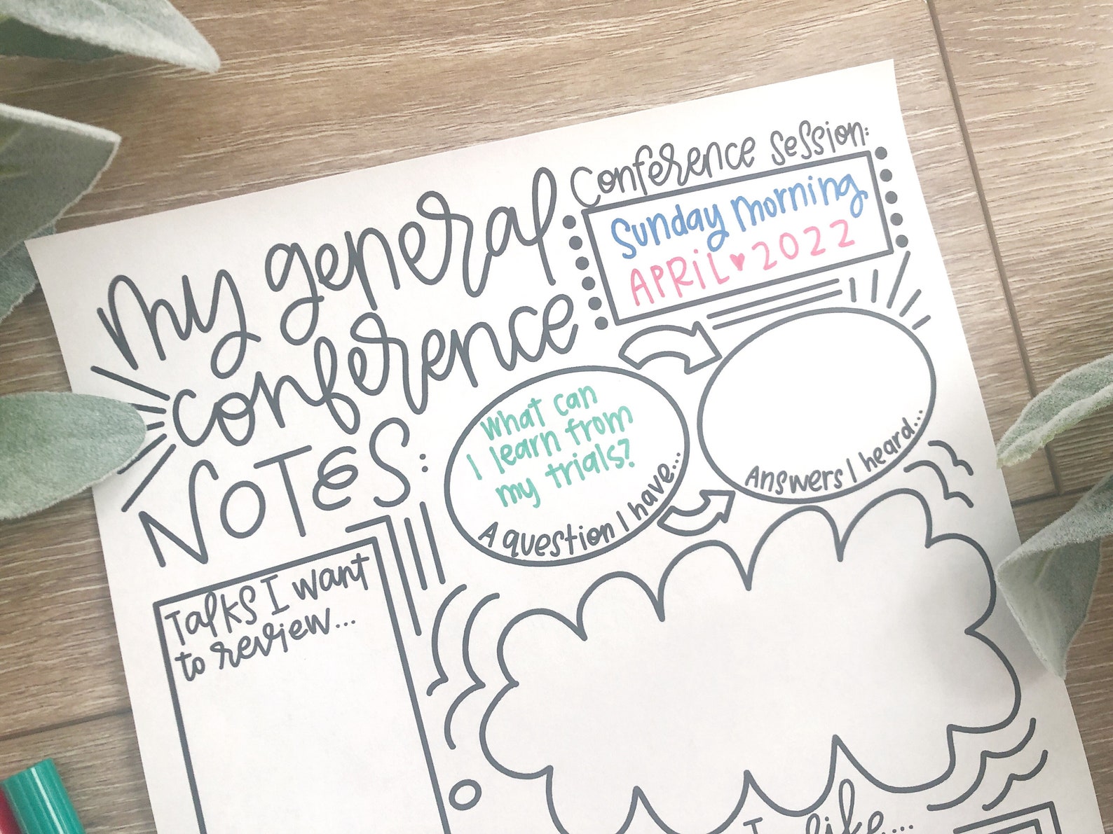 General Conference Note Page • Youth General Conference Printable • Fun ...