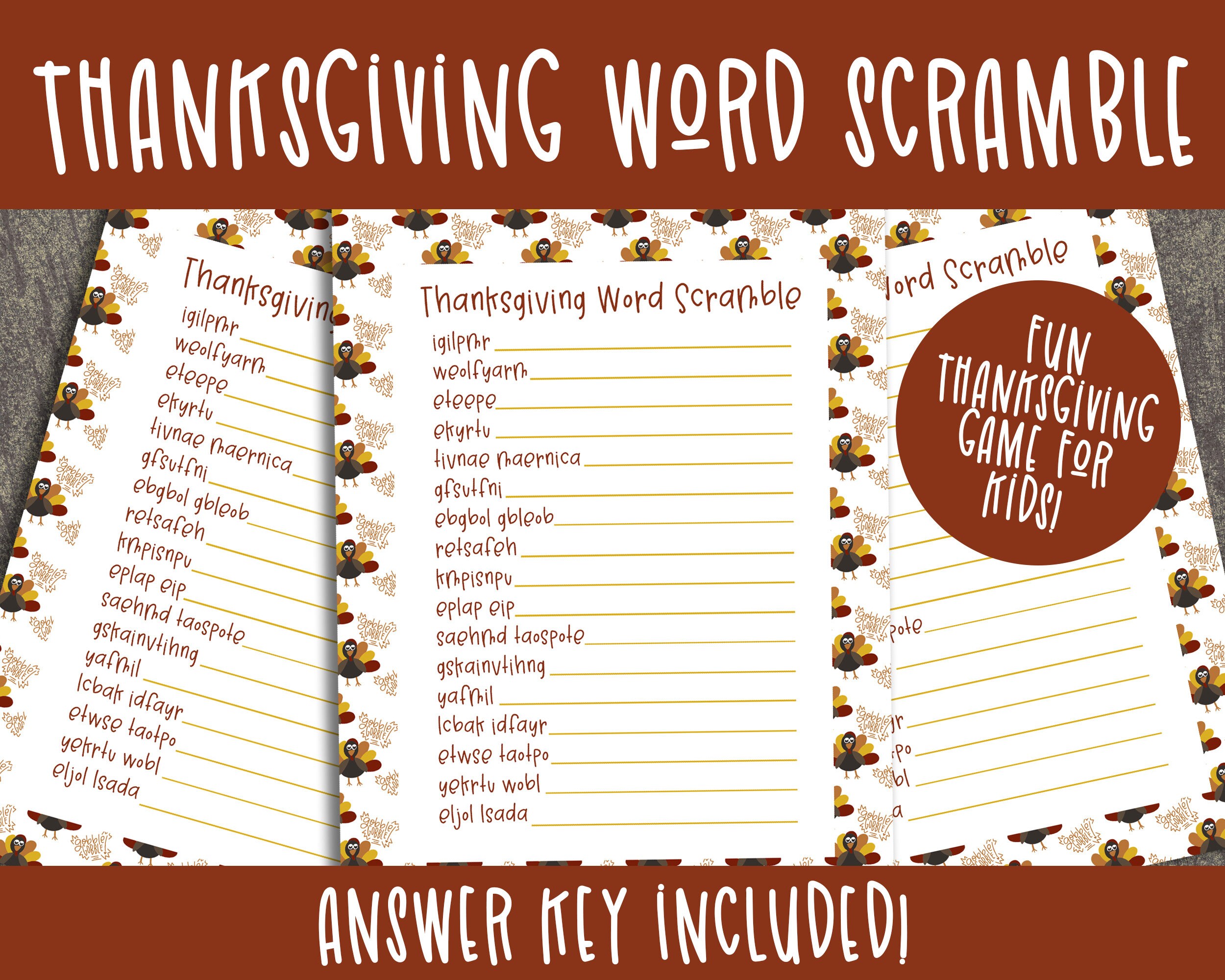 Thanksgiving Word Scramble | Fun Family Thanksgiving Games | Family ...