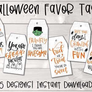 Halloween Puns Favor Tags | Cute Funny Halloween Tags | Halloween Gift ...