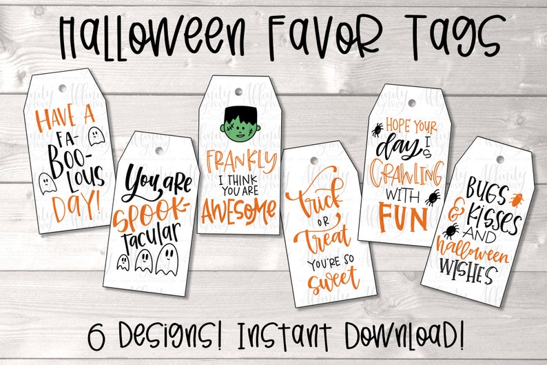 Halloween Puns Favor Tags | Cute Funny Halloween Tags | Halloween Gift ...