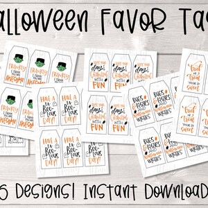 Halloween Puns Favor Tags | Cute Funny Halloween Tags | Halloween Gift ...
